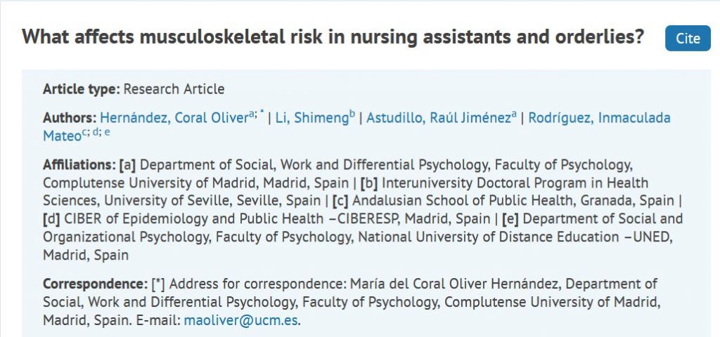 What affects musculoskeletal risk in nursing assistants and orderlies ...